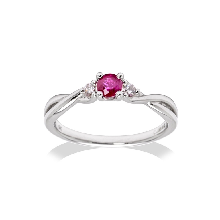 9ct White Gold Ruby & Diamond Ring - Dawes Jewellery