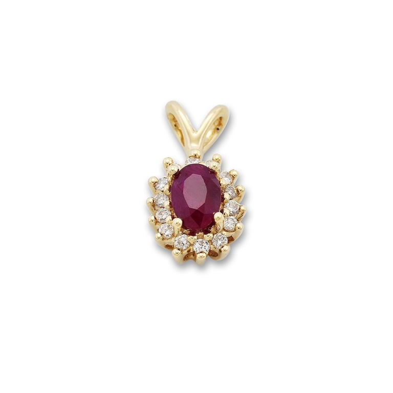 9ct Yellow Gold Ruby and Diamond Pendant - Dawes Jewellery
